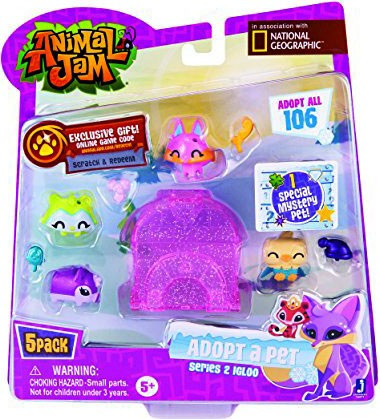 Animal Jam Adopt A Pet Series 2 Pink Igloo Mini Figure 5-Pack Jazwares ...