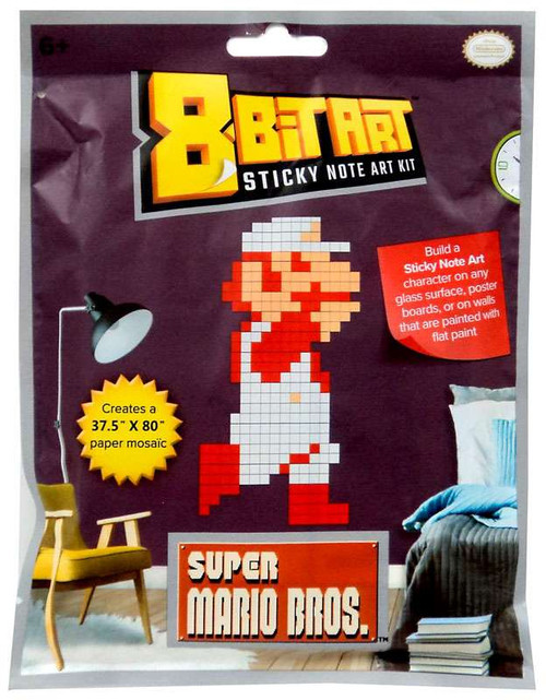 8-Bit Art 37.5 x 80 Fire Mario Sticky Note Art Kit Ultimate Source - ToyWiz