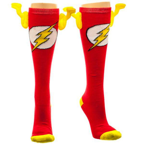 DC Flash Flash Knee High Socks with Wings Apparel Bioworld - ToyWiz