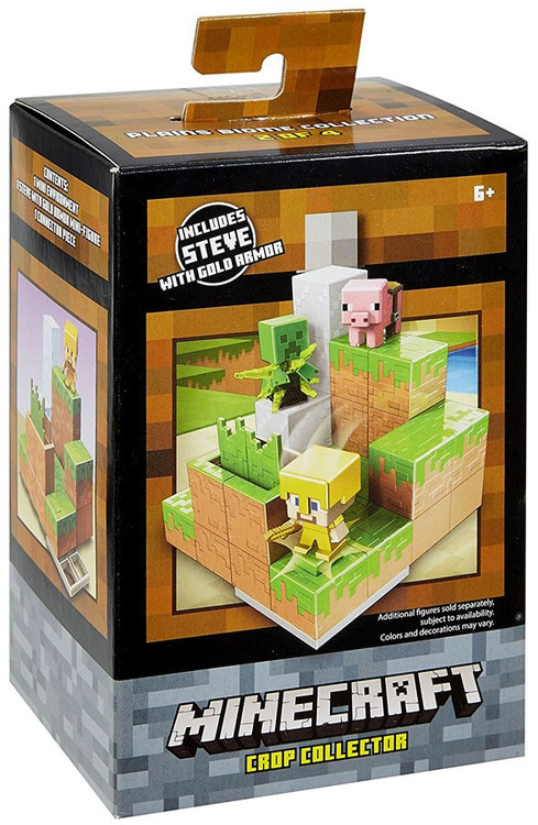 Minecraft Plains Biome Collection Crop Collector Mini Figure Environment Playset 2 of 4 Includes Steve with Gold Armor Mattel Toys ToyWiz
