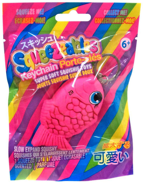 Squeezeables Series 1 Pink Fish Squeeze Toy Keychain License to Play ...