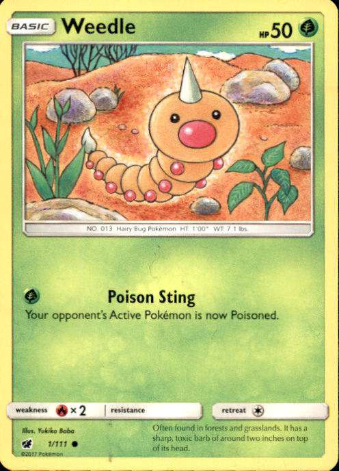 Pokemon Sun Moon Crimson Invasion Single Card Common Weedle 1 - ToyWiz