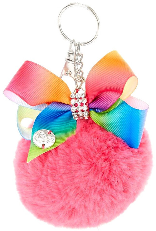 Nickelodeon JoJo Siwa Pink Pom Pom with Rainbow Bow Keychain HER ...
