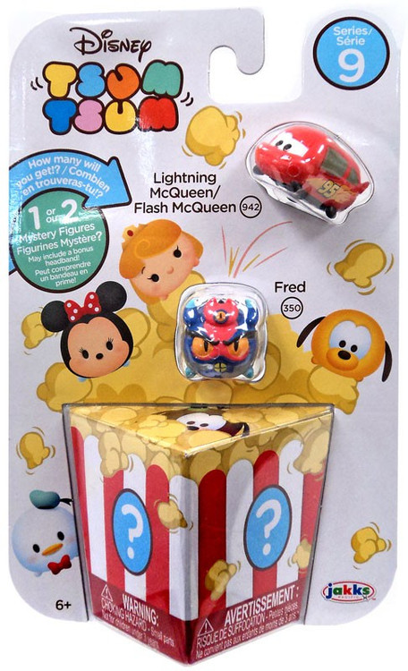 Disney Tsum Tsum Series 9 Lightning McQueen Fred 1 Minifigure 3 Pack 942 350 Jakks Pacific ToyWiz