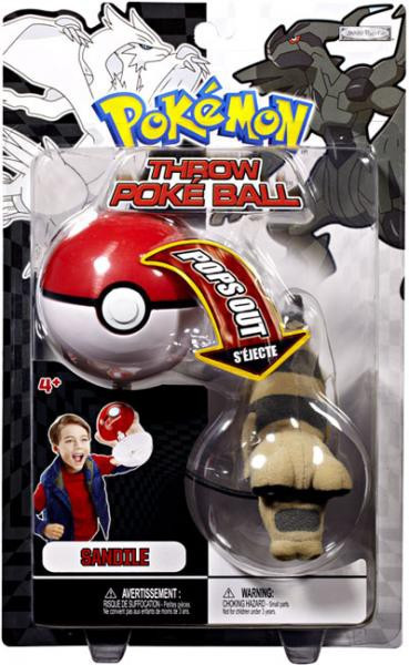 Pokemon Black White BW Series 2 Sandile Throw Poke Ball Plush Jakks ...