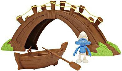 The Smurfs Movie Movie Moments Smurf Village Bridge and Boat Figure ...