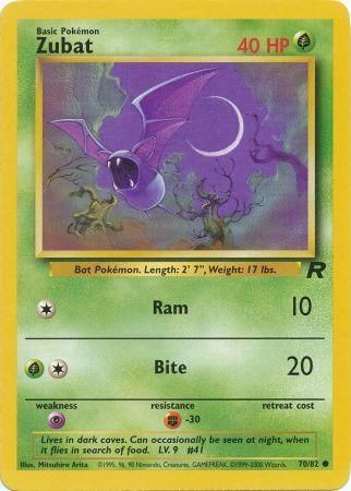 Pokemon Team Rocket Single Card Common Zubat 70 - ToyWiz