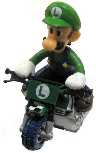 Super Mario Mario Kart Gacha Luigi on Bike 1.5 Pull Back Racer Tomy ...