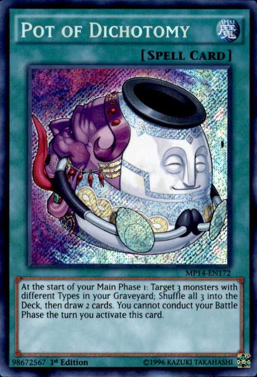 YuGiOh 2014 Mega Tin Single Card Secret Rare Pot of Dichotomy MP14 ...