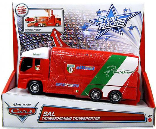 Disney Pixar Cars Stunt Racers Sal Transforming Transporter Plastic Car ...
