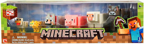 Minecraft Series 2 Core Animal Mini Figure 6-Pack Chicken, Ocelot, Wolf ...