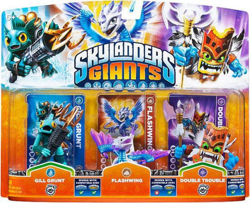 Skylanders Giants Gill Grunt, Flashwing Double Trouble Figure 3-Pack ...