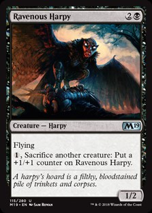 Magic The Gathering 2019 Core Set Single Card Uncommon Ravenous Harpy ...