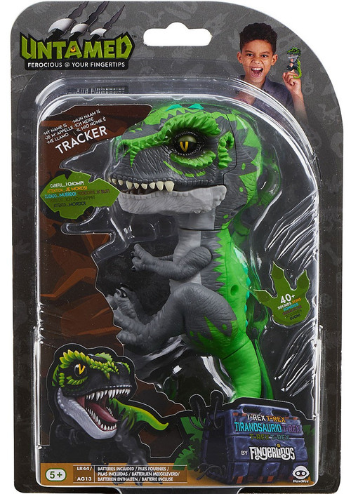 Fingerlings Untamed Dinosaur Tracker the T-Rex Figure Grey Green WowWee ...