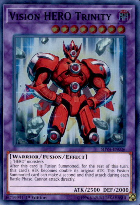 YuGiOh Shadows over Valhalla Single Card Super Rare Vision HERO Trinity ...