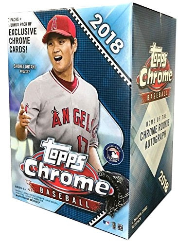 MLB Topps 2018 Chrome Baseball Trading Card BLASTER Box 7 Packs 1 Bonus ...