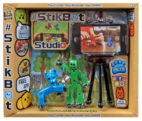 Stikbot Pets Stikbot Studio 3 Green Blue Cat Zing - ToyWiz