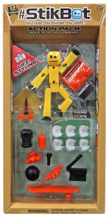 Stikbot Action Pack Life Styling Role Play Accessory Set Yellow Orange ...