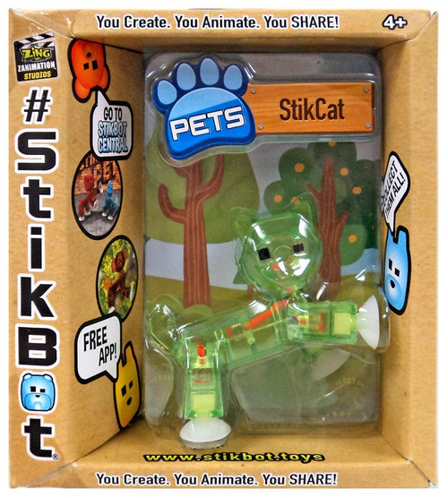 Stikbot Pets Series 1 StikCat Figure Green Zing - ToyWiz