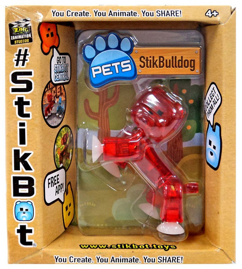 Stikbot Pets Series 1 StikBulldog Figure Red Zing - ToyWiz