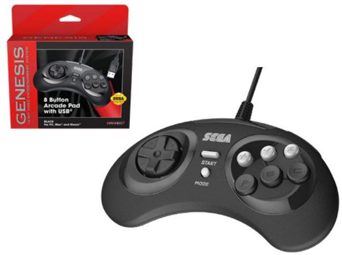 Sega Sega Genesis 8-Button USB Port Controller Black Retro-Bit - ToyWiz