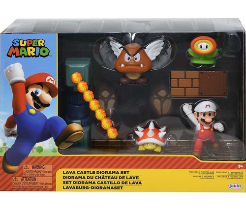 World of Nintendo Super Mario Lava Castle 2.5 Diorama Set Fire Mario ...