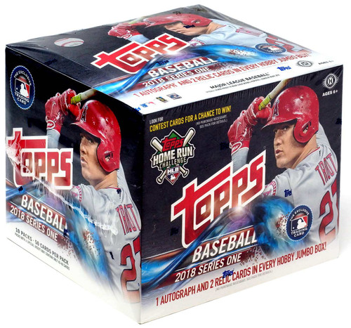 MLB Topps 2018 Series 1 Baseball Trading Card JUMBO HOBBY Box 10 packs ...