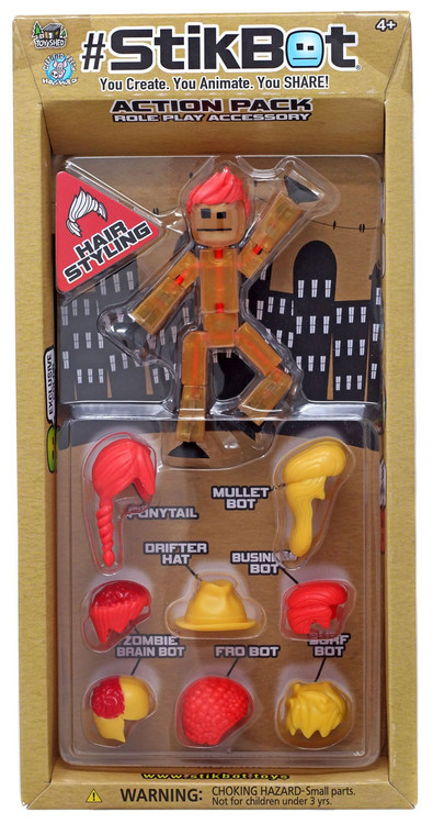 Stikbot Action Pack Series 1 Hair Styling Orange with Orange Hair Zing ...