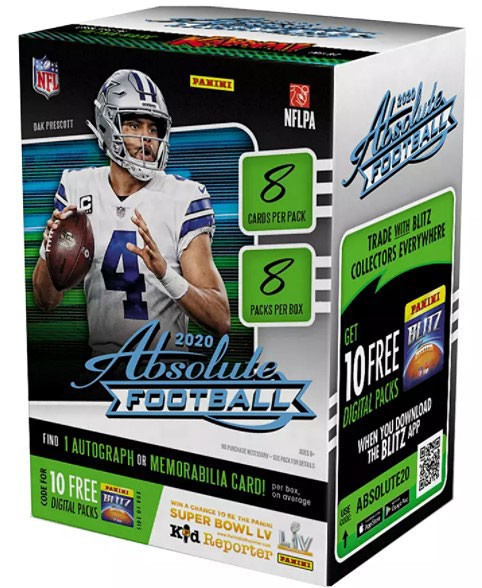 NFL Panini 2020 Absolute Football Trading Card BLASTER Box 8 Packs, 1 ...