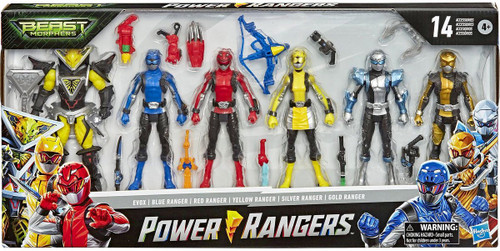 Power Rangers Beast Morphers Evox with Blue, Red, Yellow, Silver Gold ...