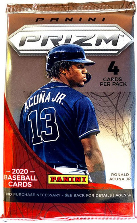 MLB Panini 2020 Prizm Baseball Trading Card RETAIL Pack 4 Cards - ToyWiz