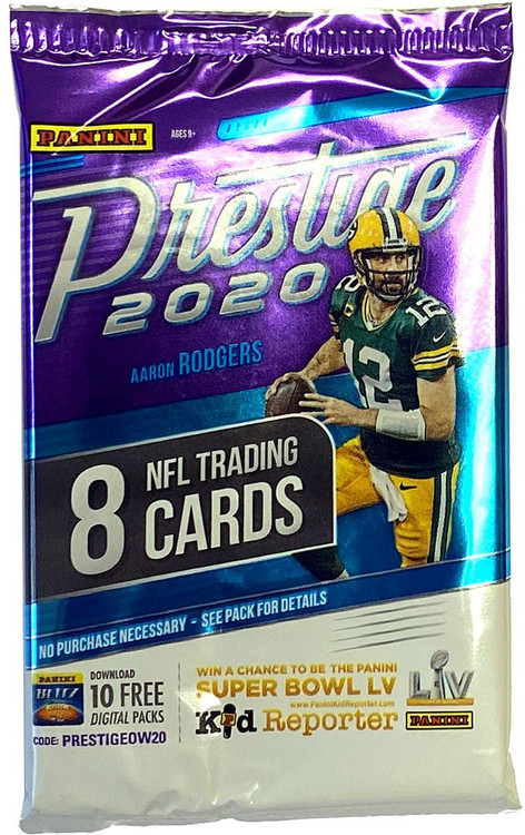NFL Panini 2020 Prestige Football Trading Card RETAIL Pack 8 Cards - ToyWiz