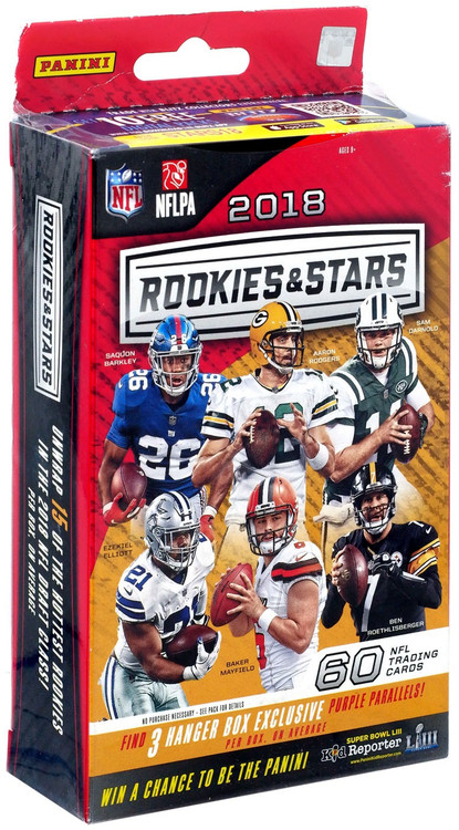 NFL Panini 2018 Rookies Stars Football Trading Card HANGER Box 60 Cards ...