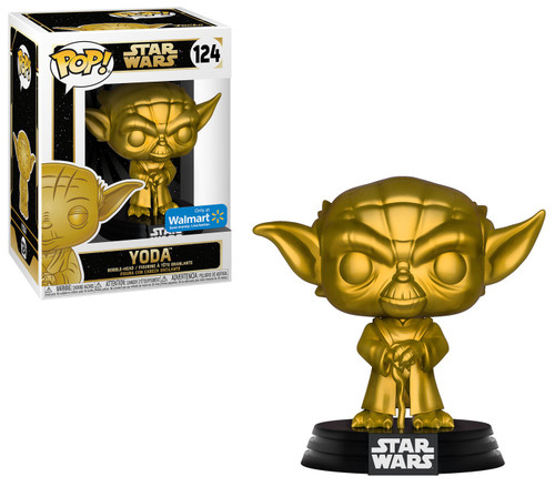 Funko Star Wars POP Star Wars Yoda Exclusive Vinyl Bobble Head 124 Gold ...