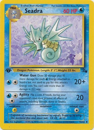 Pokemon Fossil Single Card Uncommon Seadra 42 1st Edition - ToyWiz