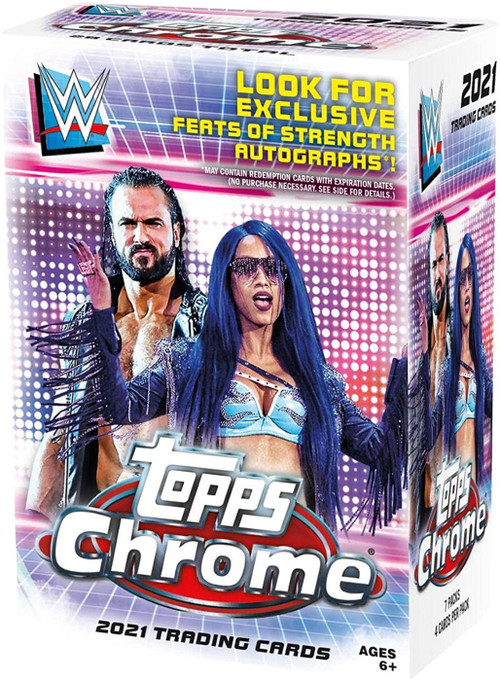 WWE Wrestling Topps 2021 Chrome Trading Card BLASTER Box 7 Packs 1 ...