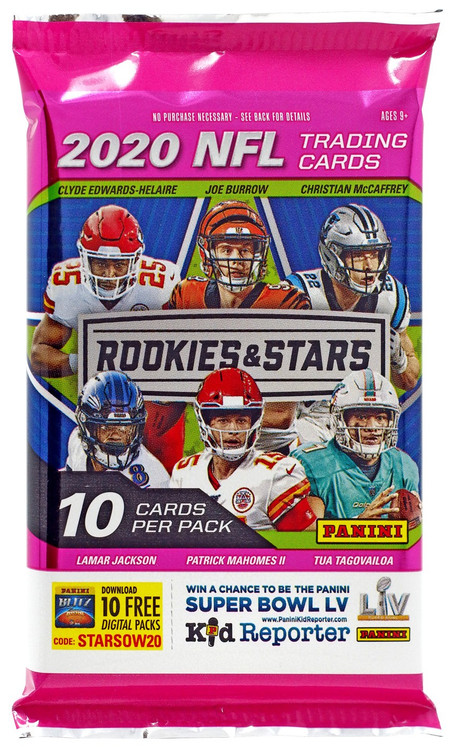 NFL Panini 2020 Rookies Stars Football Trading Card HOBBY Pack 10 Cards ...