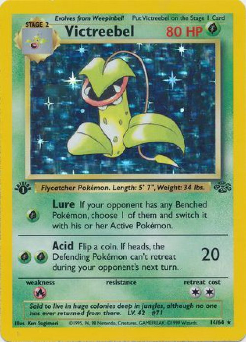 Pokemon Jungle Single Card Rare Holo Victreebel 14 1st Edition - ToyWiz