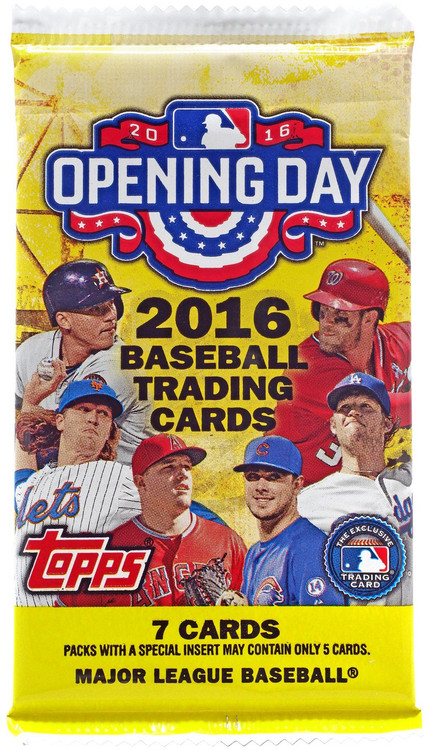 MLB Topps 2016 Opening Day Baseball Trading Card Pack 7 Cards - ToyWiz
