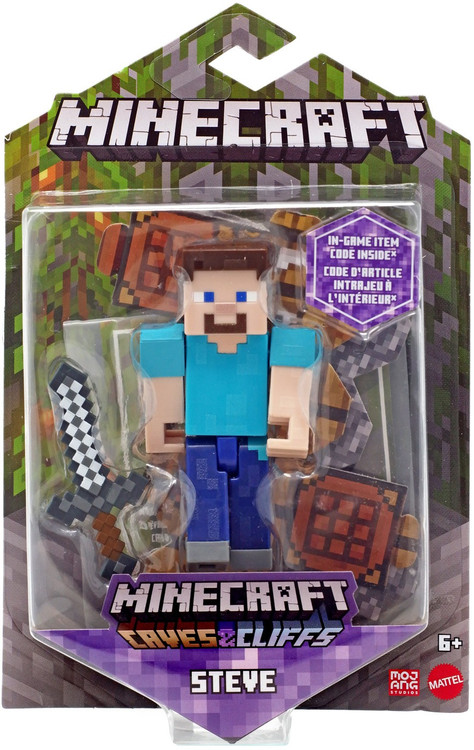 Minecraft Caves Cliffs Steve 3.25 Action Figure Mattel Toys - ToyWiz