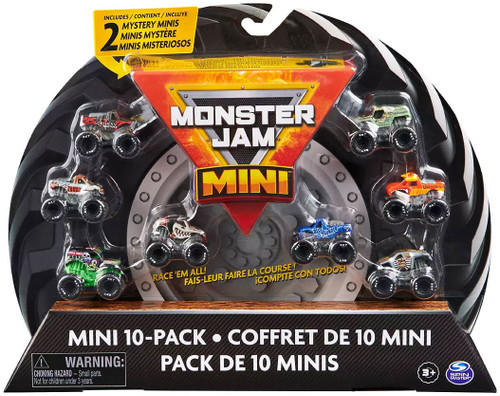 Monster Jam MINI Exclusive Vehicle 10-Pack 2 Mystery Minis Spin Master ...