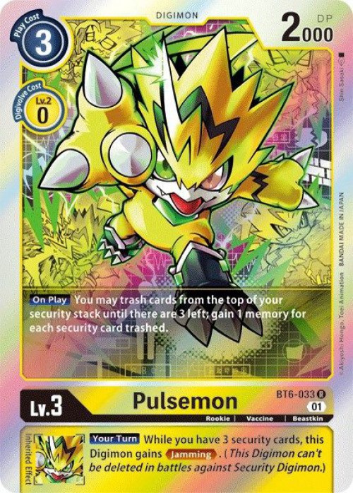 Digimon Trading Card Game Double Diamond Single Card Rare Pulsemon BT6 ...