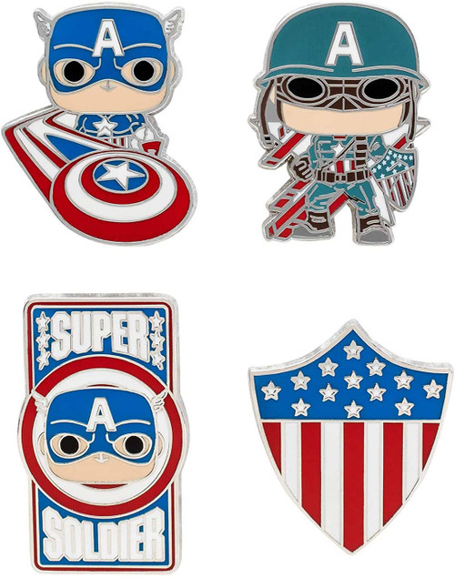 Marvel Captain America Exclusive 1.5 Enamel Pin 4-Pack Loungefly - ToyWiz