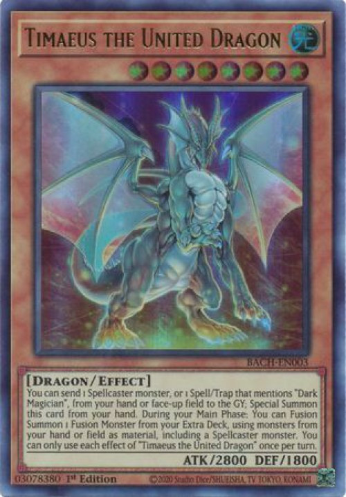 YuGiOh Battle of Chaos Single Card Ultra Rare Timaeus the United Dragon ...