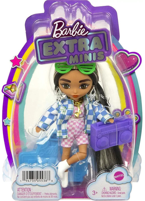Barbie Extra Minis Checkerboard Outfit with Boombox 6 Doll Mattel - ToyWiz