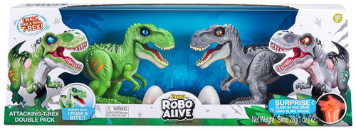 Robo Alive Dino Wars Attacking T-Rex Robotic Pet Figure 2-Pack Surprise ...