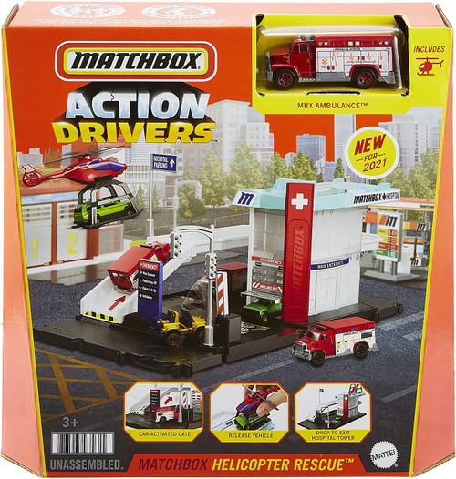 Matchbox Action Drivers Helicopter Rescue Playset Mattel Toys - ToyWiz