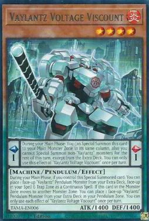 YuGiOh Tactical Masters Single Card Rare Vaylantz Voltage Viscount TAMA ...
