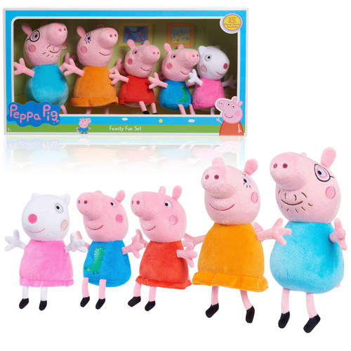 Peppa Pig Family Fun Set 8 Plush 5-Pack Daddy Pig, Mummy Pig, Peppa Pig ...