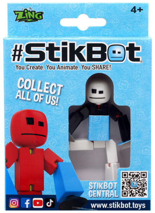 Stikbot White HeadLegs with Black Body 3 Figure Zing - ToyWiz